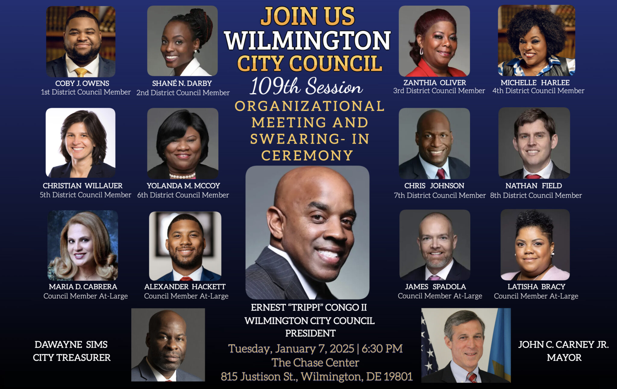 109th Session Inauguration | January 7, 2025 – Wilmington City Council
